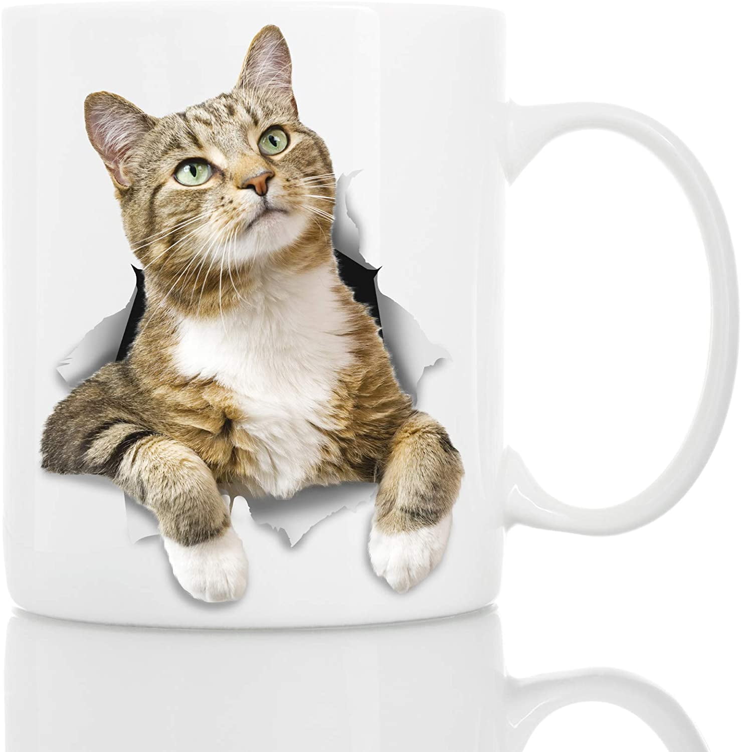 Pondering Tabby Cat Coffee Mug - Ceramic Funny Coffee Mug - Perfect Cat ...
