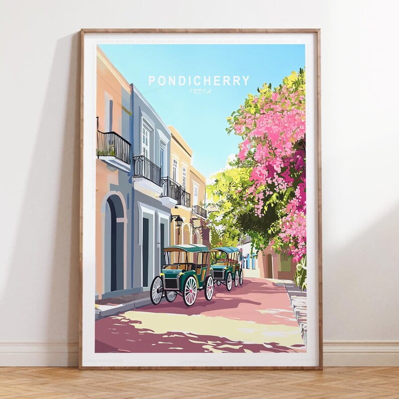 Pondicherry India Poster India Print Pondicherry Wall Art Minimalist ...