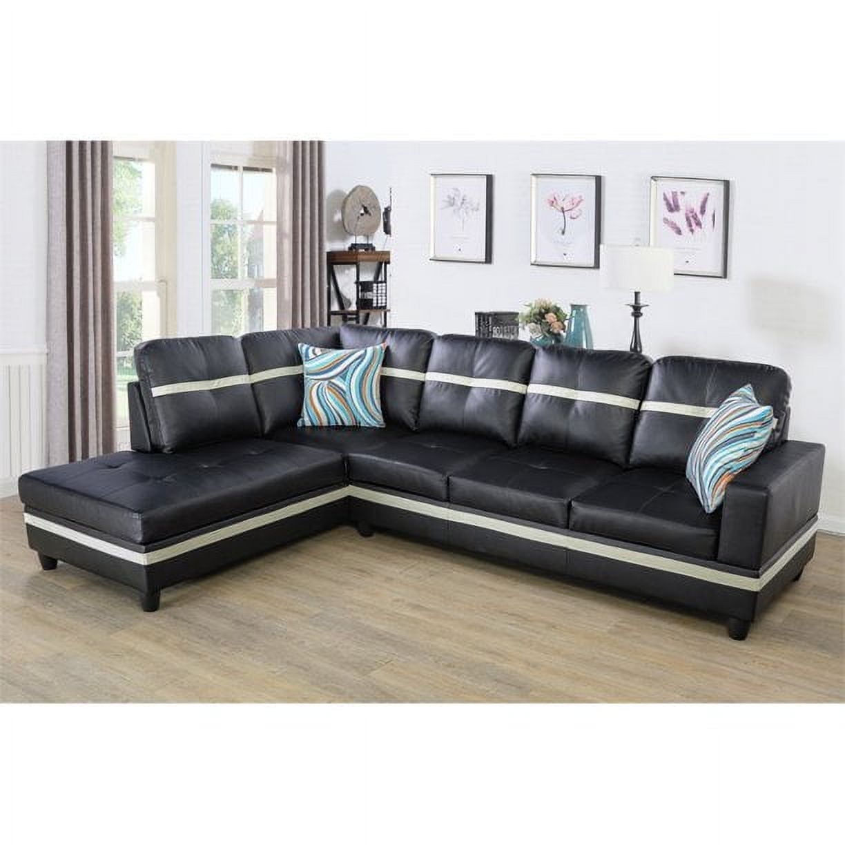Ponliving 103.5" 2 Pieces Faux Leather L-Shaped Modern Sectional Sofa ...