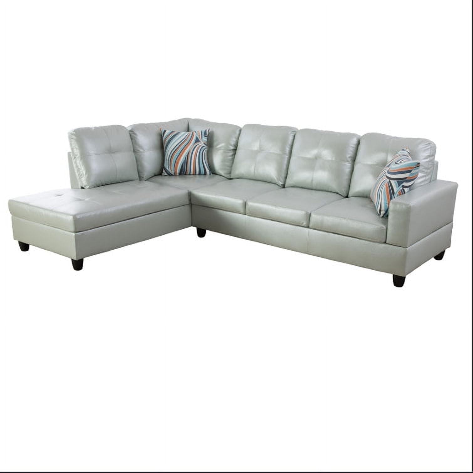 Ponliving 103.5" 2 Pieces Faux Leather L-Shaped Modern Sectional Sofa with Chaise, and Pillows ...