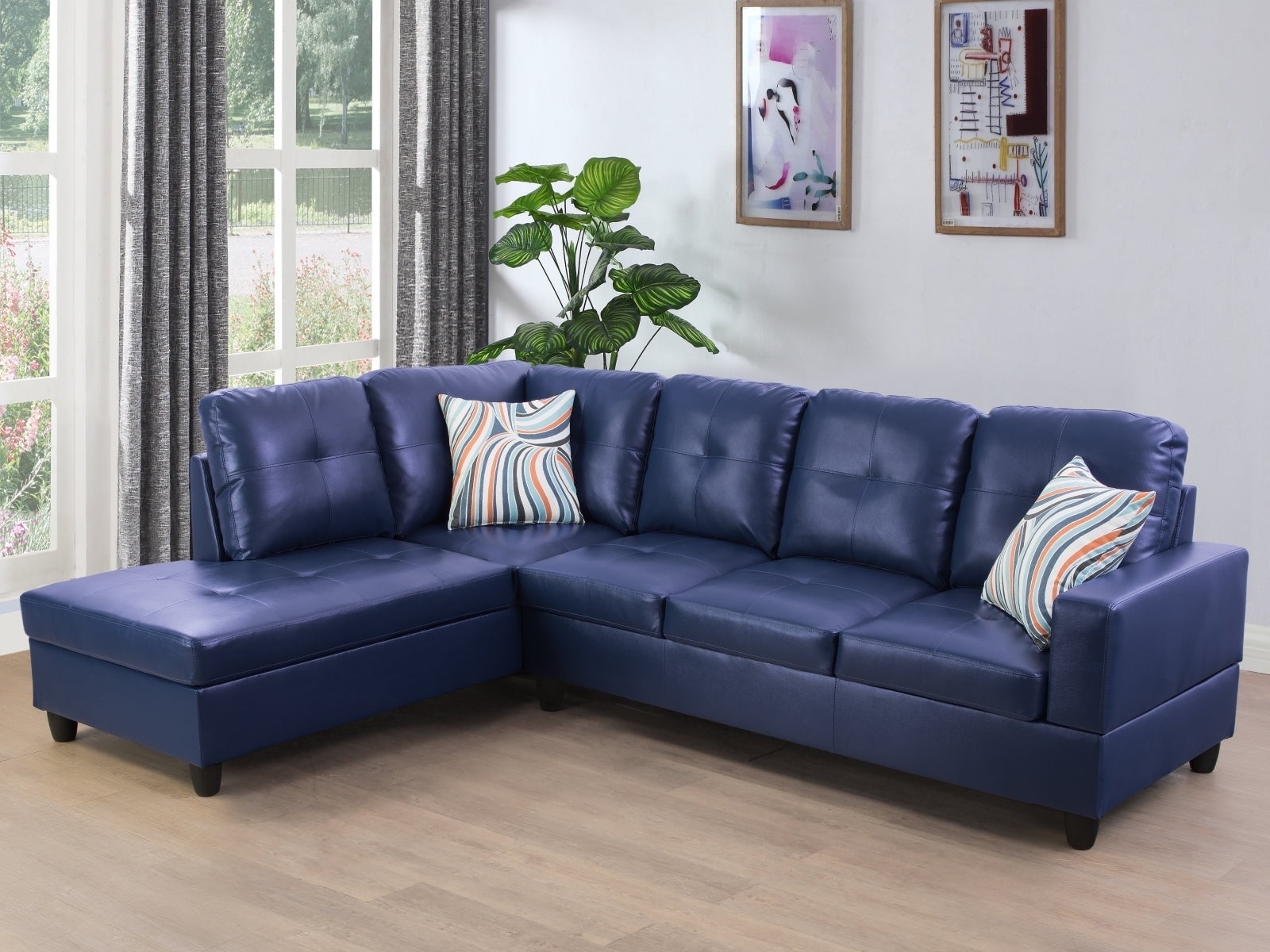 Ponliving 97" 2 Pieces L-Shaped Sectional Sofa With Pillows For Living ...