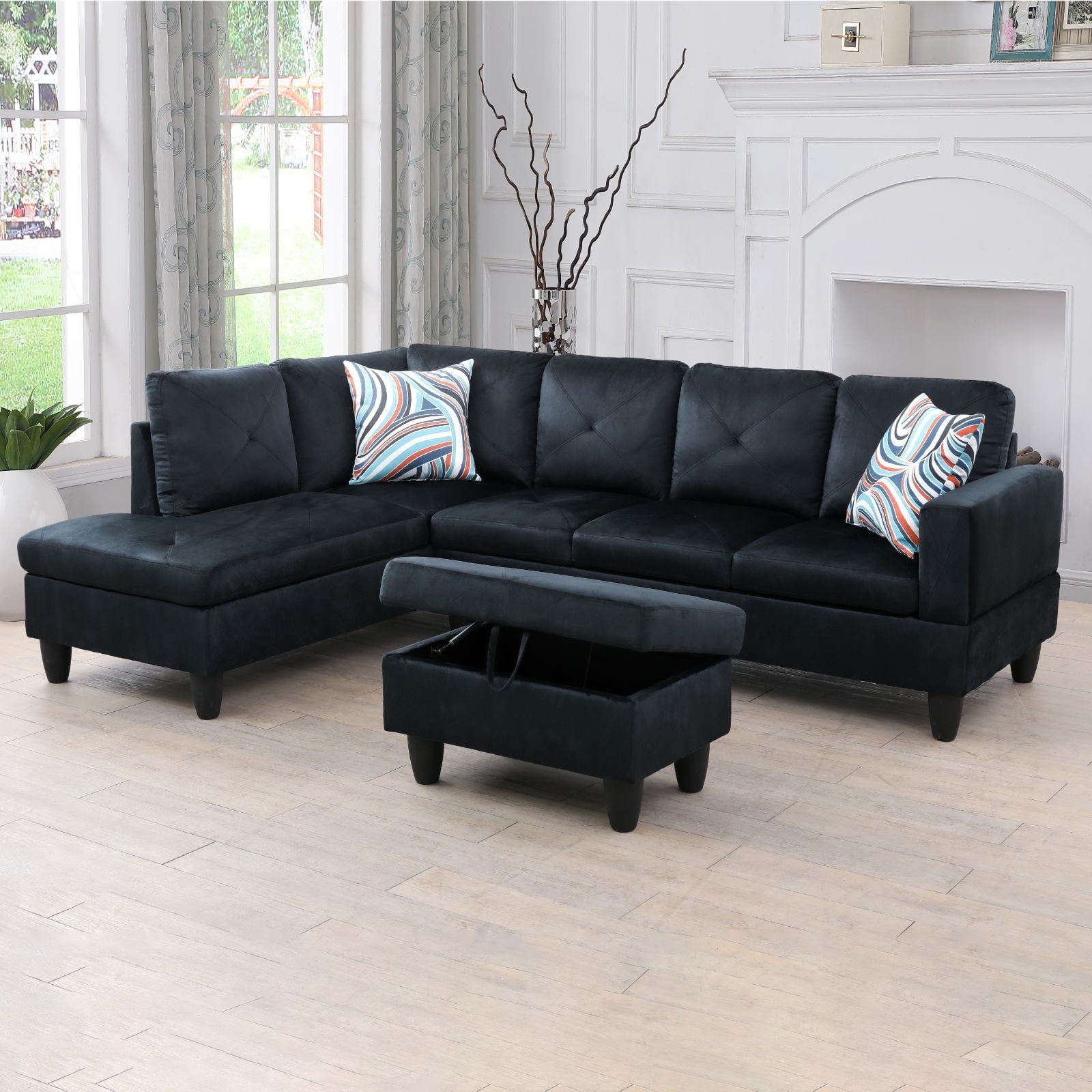 Ponliving 97" 3-Piece Sectional Sofa Set for Living Room With Ottoman ...