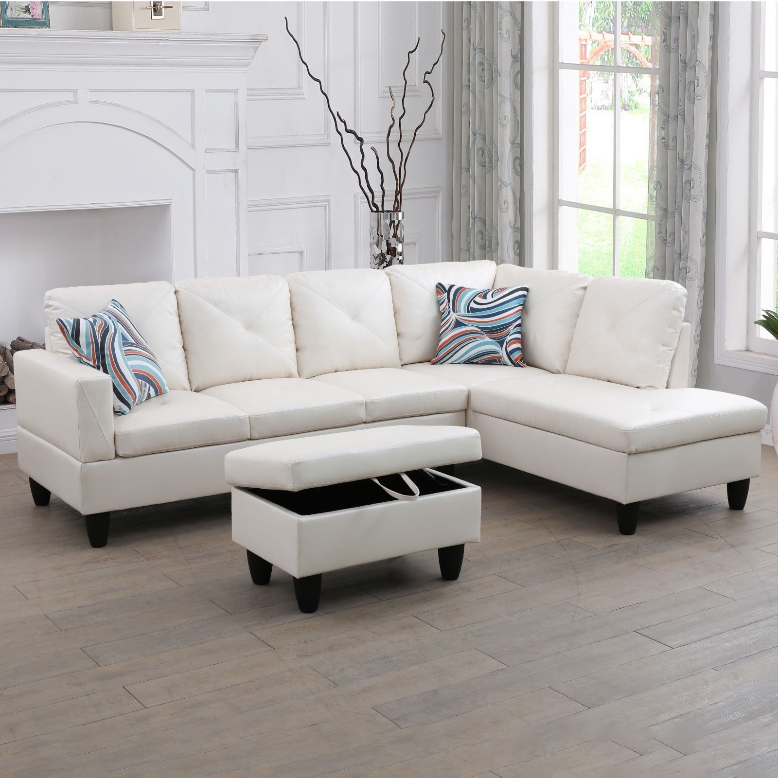 Ponliving 97" 3-Piece Sectional Sofa Set for Living Room With Ottoman ...