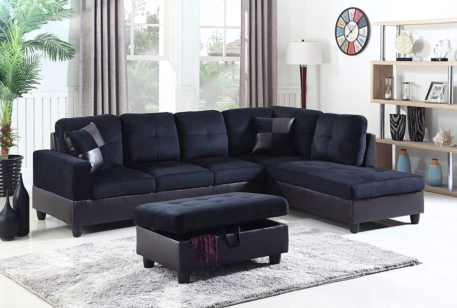 Wide Seat Contemporary Ainehome 3 PCS L-Shaped Sectional Sofa Set with ...