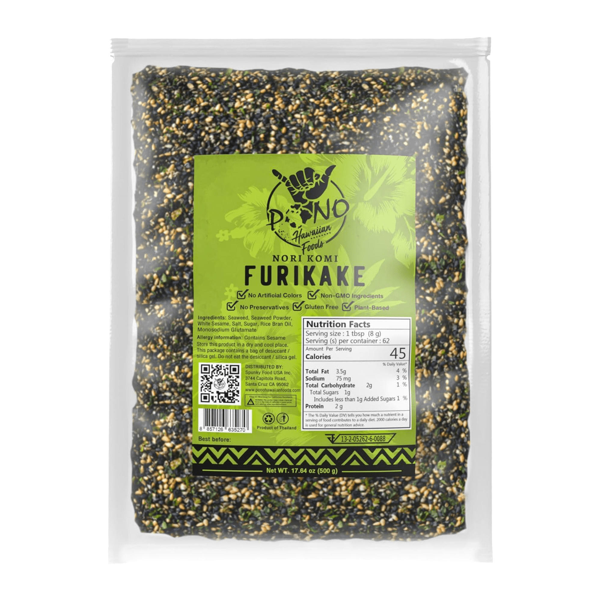 Pono Hawaiian Nori Komi Furikake Rice Seasoning - Gluten-Free and Non ...