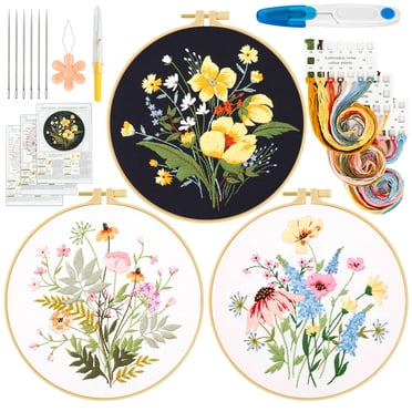 3 Sets Embroidery Kit for Beginners Art Craft Handy Sewing Set Mushroom ...