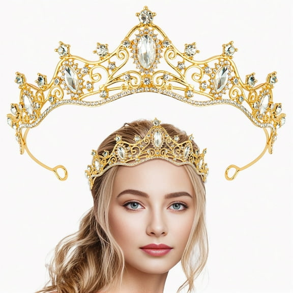 DIEZI Elegant Bridal Pink Crystal Girls Tiara Crown For Women Fashion ...