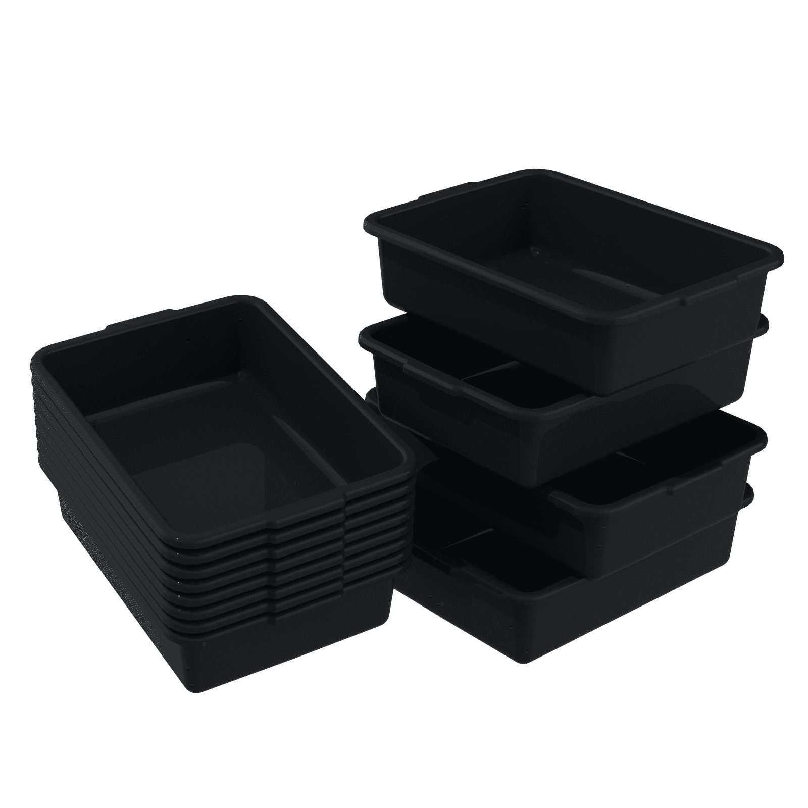 Ponpong 12 Packs Commercial Bus Tubs, 13 L Plastic Restaurant Dish ...