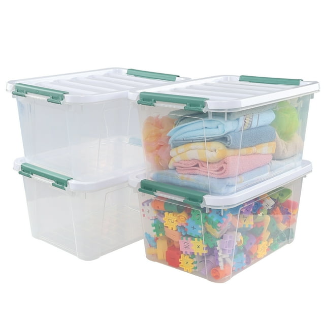 Ponpong 20 Quart Clear Storage Totes with Locking Lids, Plastic Storage ...