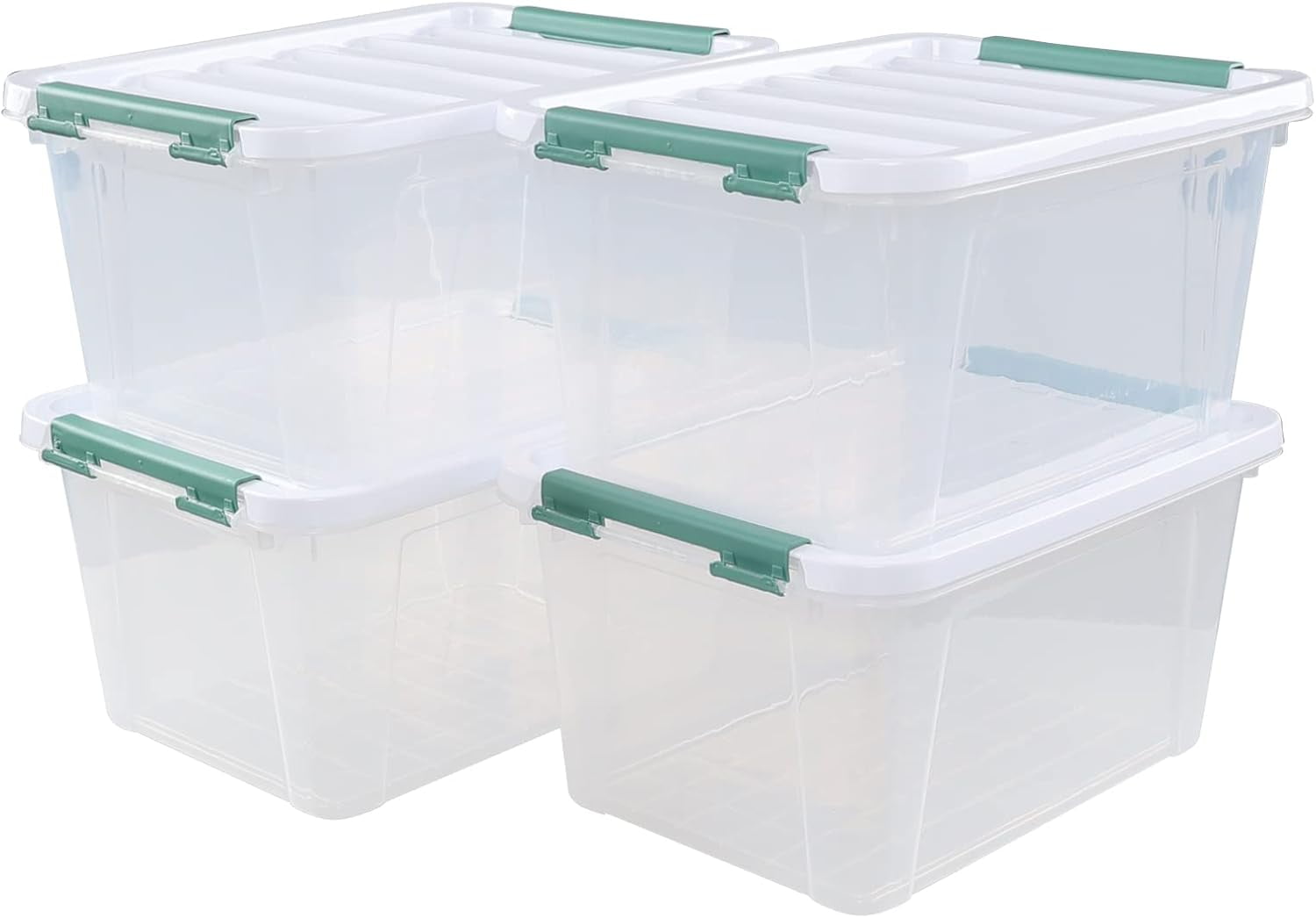 Ponpong 36 Quart Large Storage Box, Clear Plastic Latch Box, 4-Pack ...