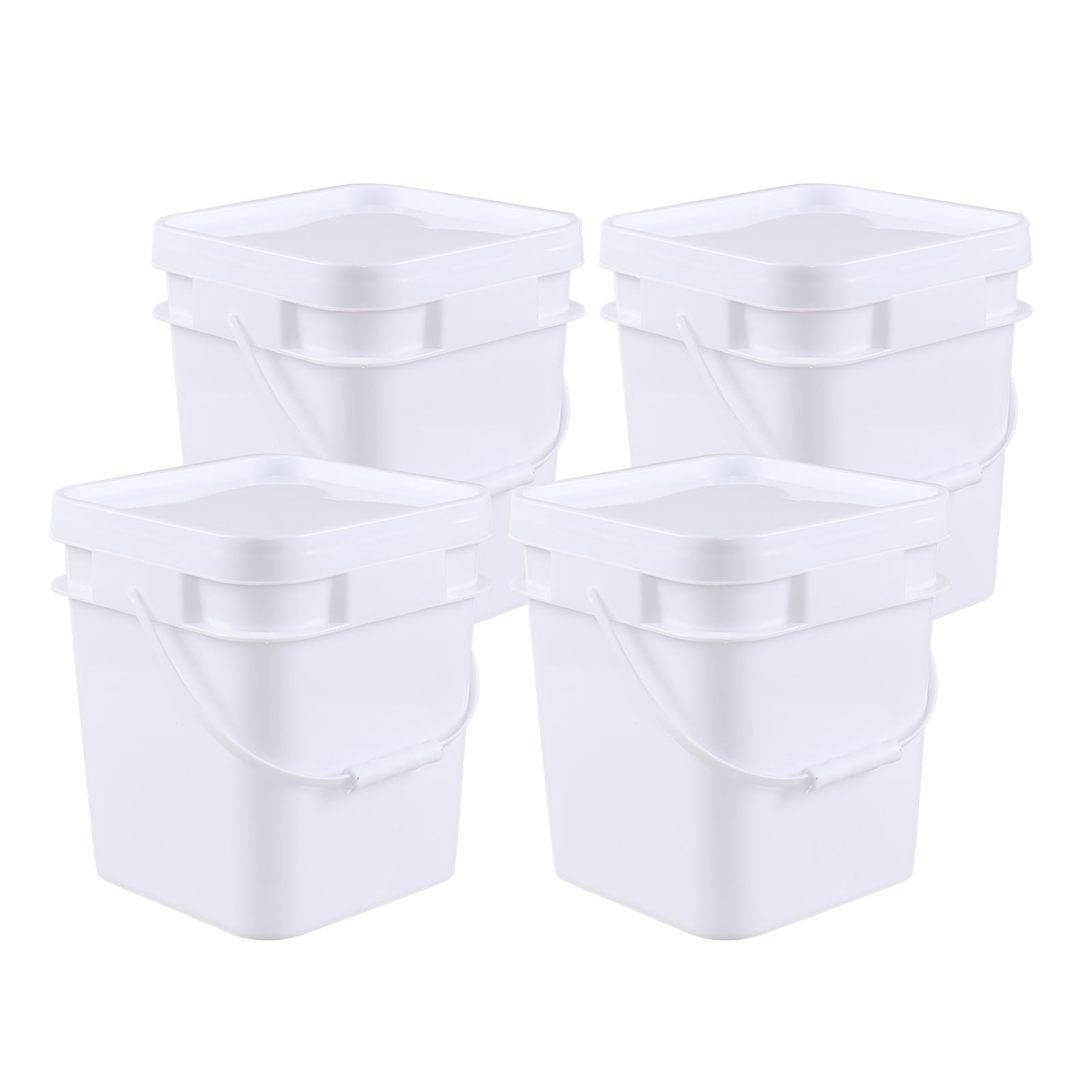 Ponpong 4-Pack Food Grade Bucket with Airtight Lids, Square Bucket with ...