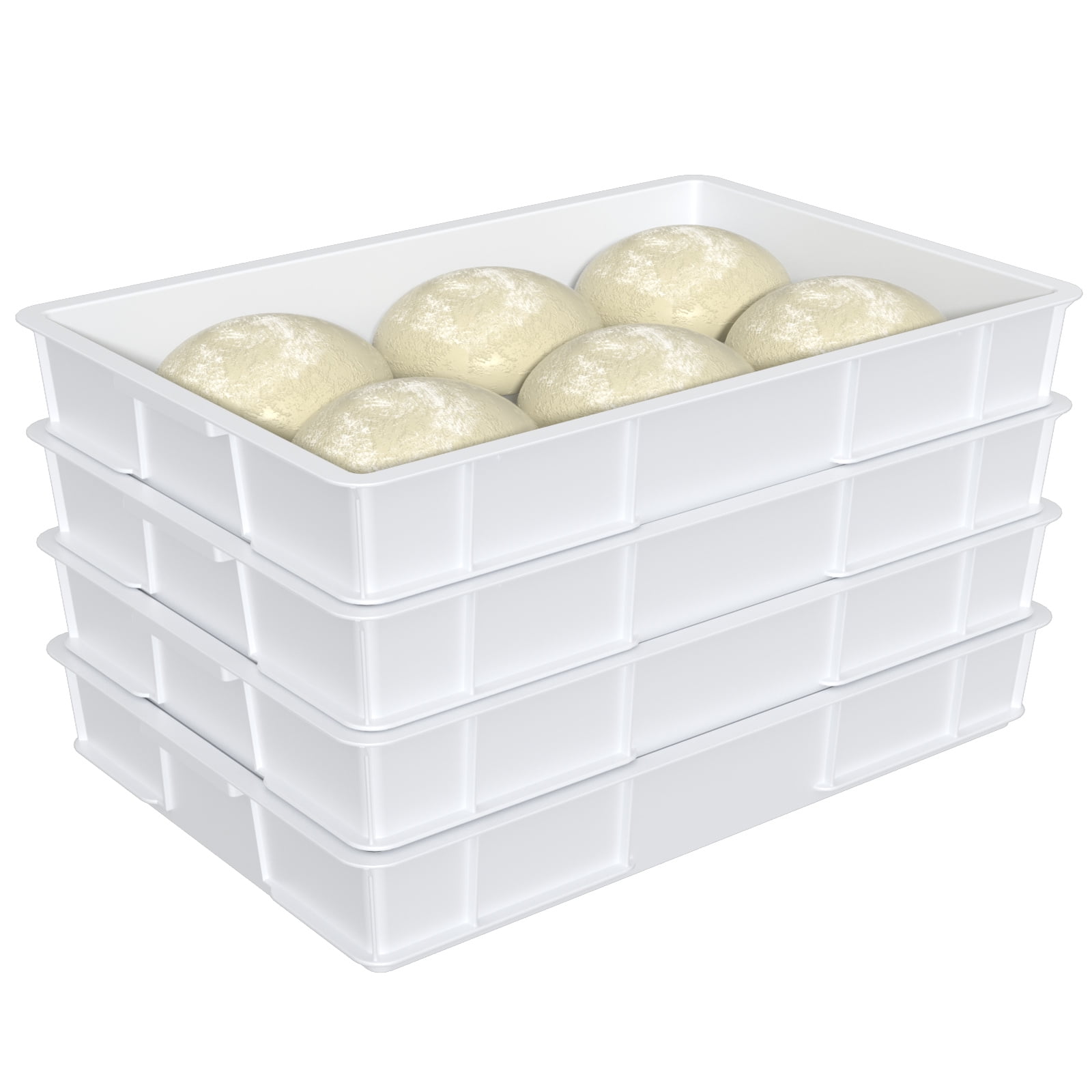 Ponpong 4-Pack Plastic Commercial Stackable Pizza Proofing Dough Trays ...
