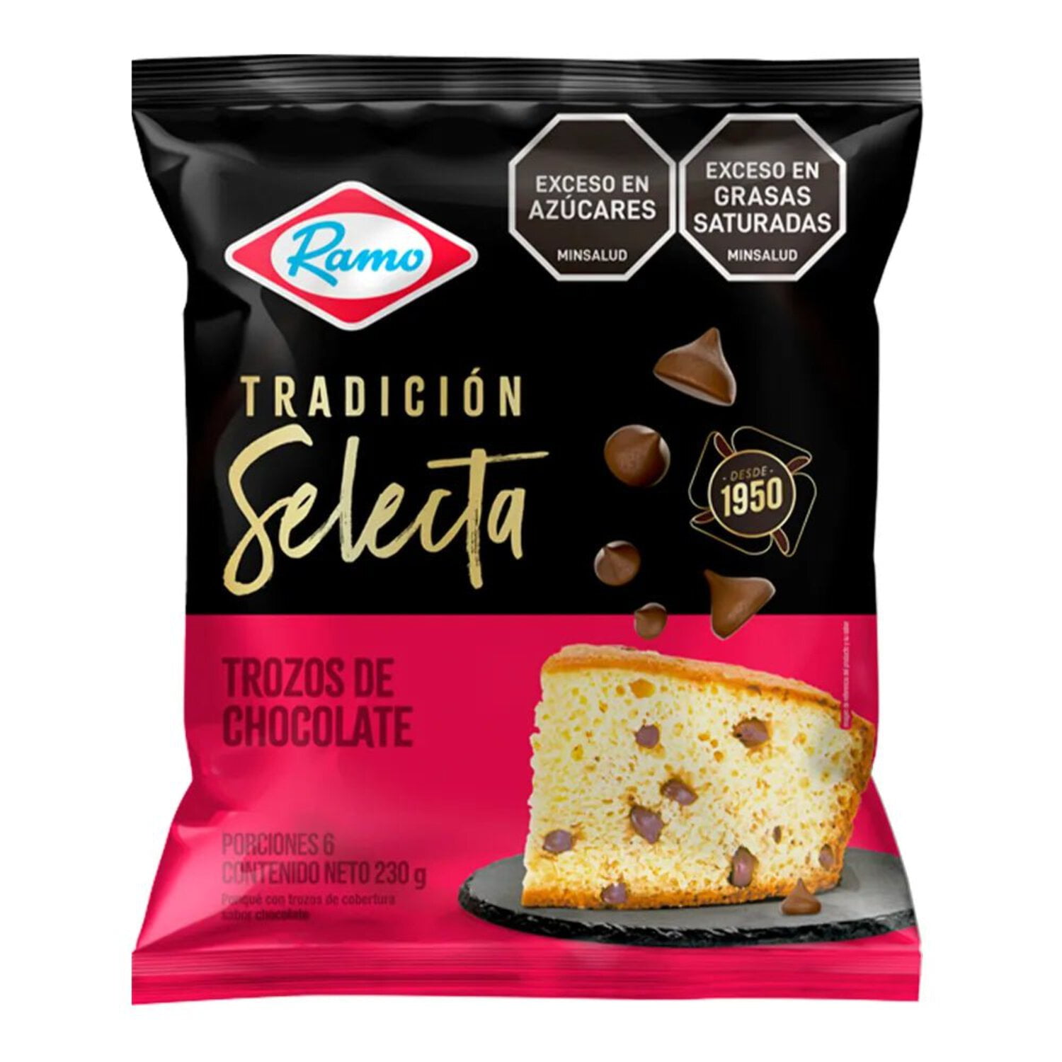 Ponqué RAMO Tradición Selecta Trozos de Chocolate - 230g (8.11 oz ...