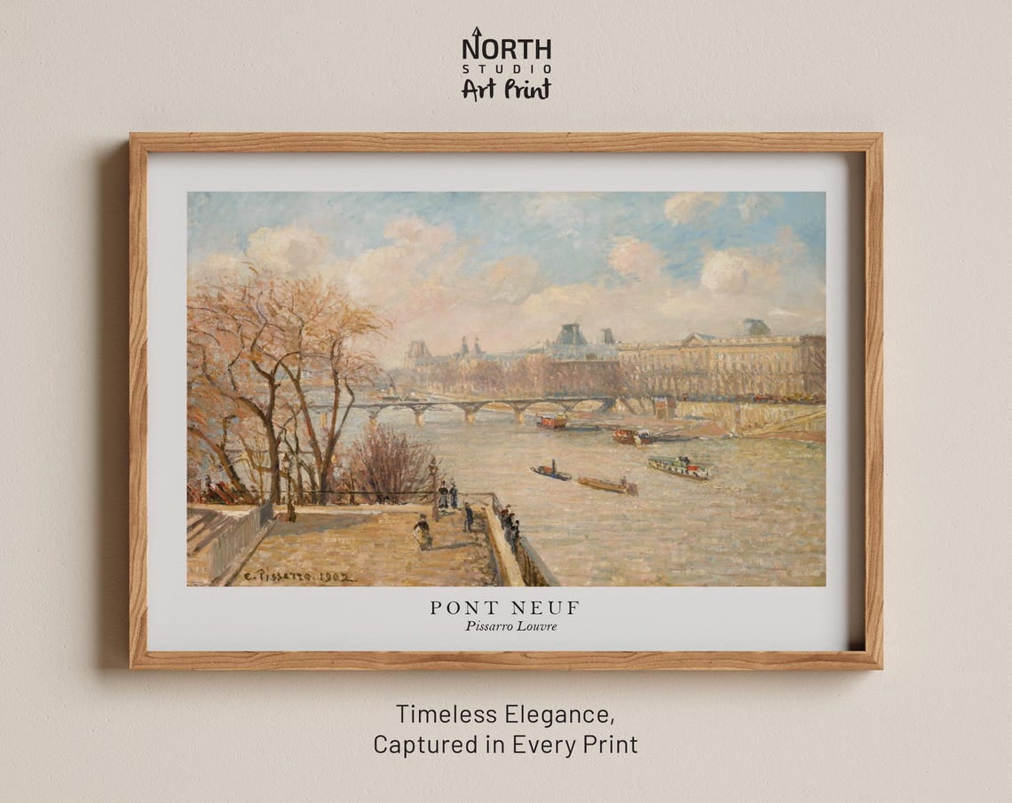 Pont Neuf View, Paris River Painting, Camille Pissarro Artwork ...
