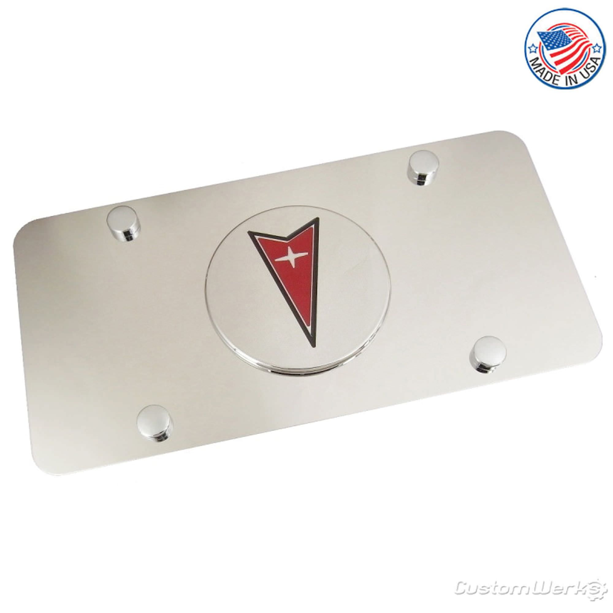 Pontiac Heavy-Gauge Stainless Steel License Plate with 3D Logo and ...