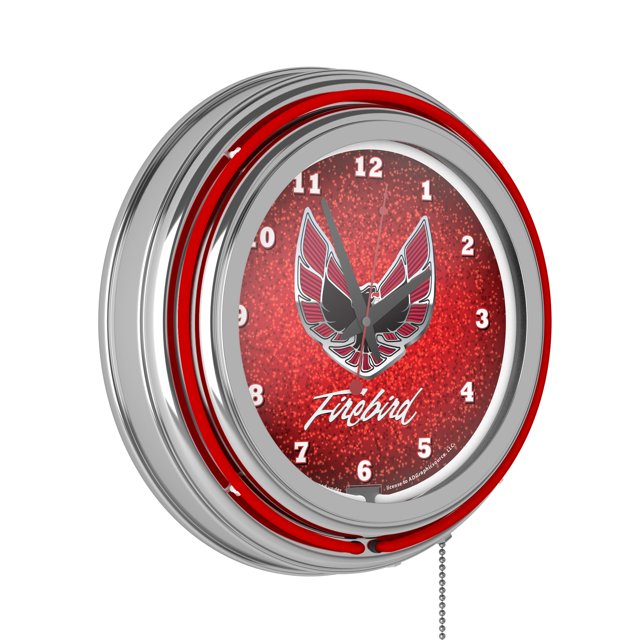 Pontiac Firebird Red Retro Neon Analog Wall Clock with Pull Chain ...