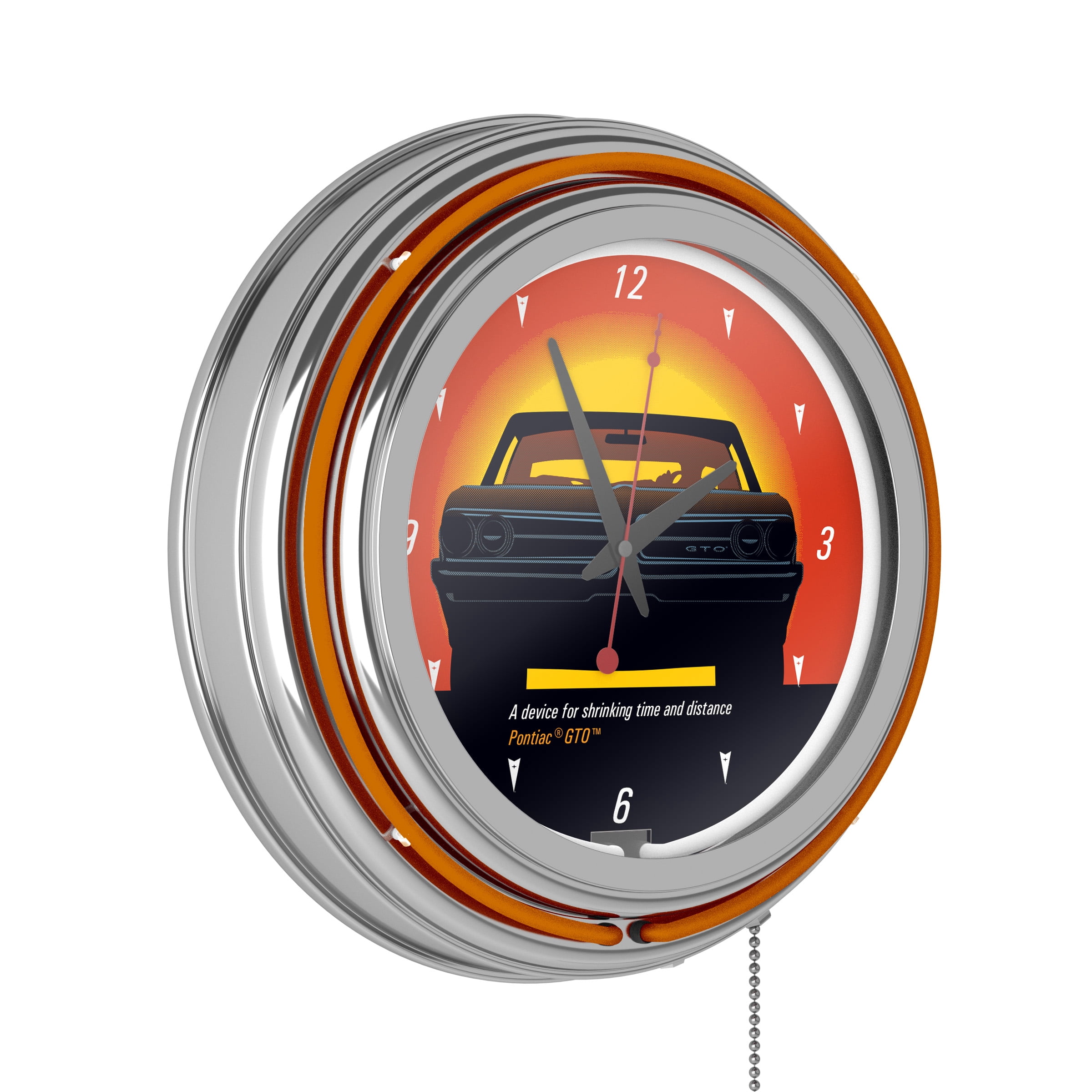 Pontiac GTO - Time & Distance Retro Neon Analog Wall Clock with Pull ...