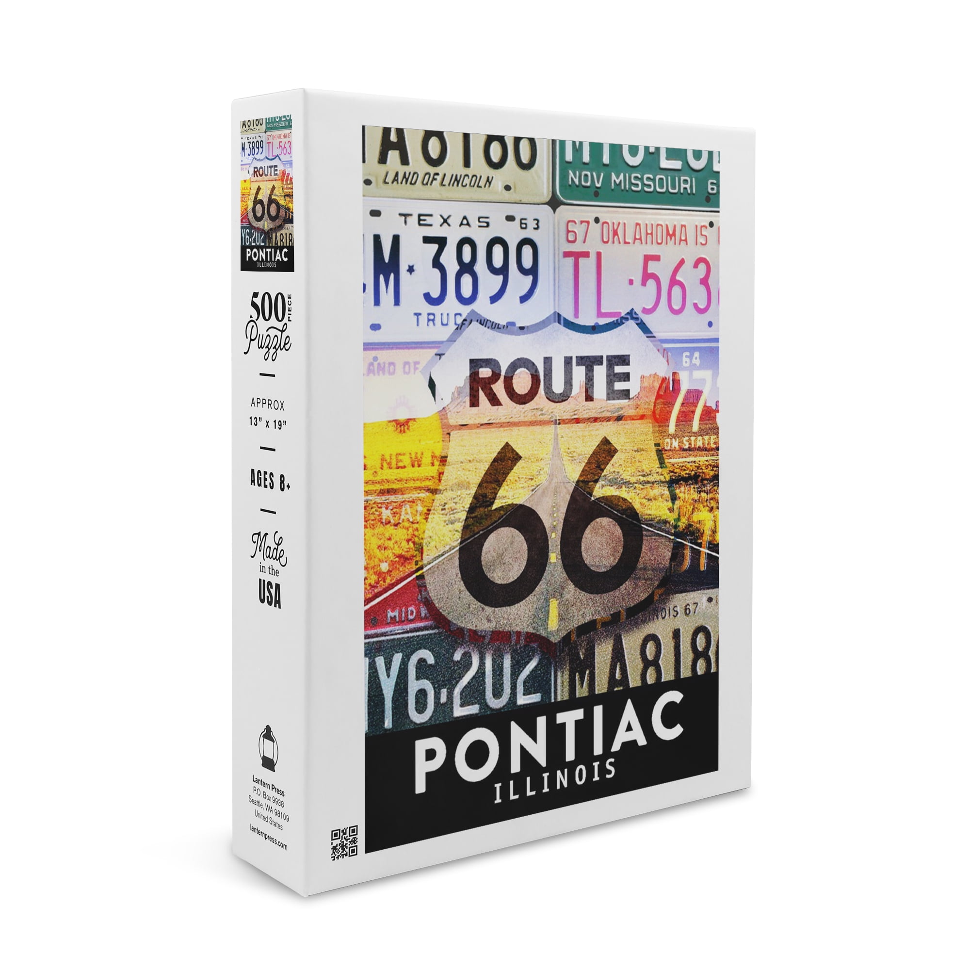 Pontiac, Illinois, Route 66 License Plates (19x27 inches, Premium 500 ...