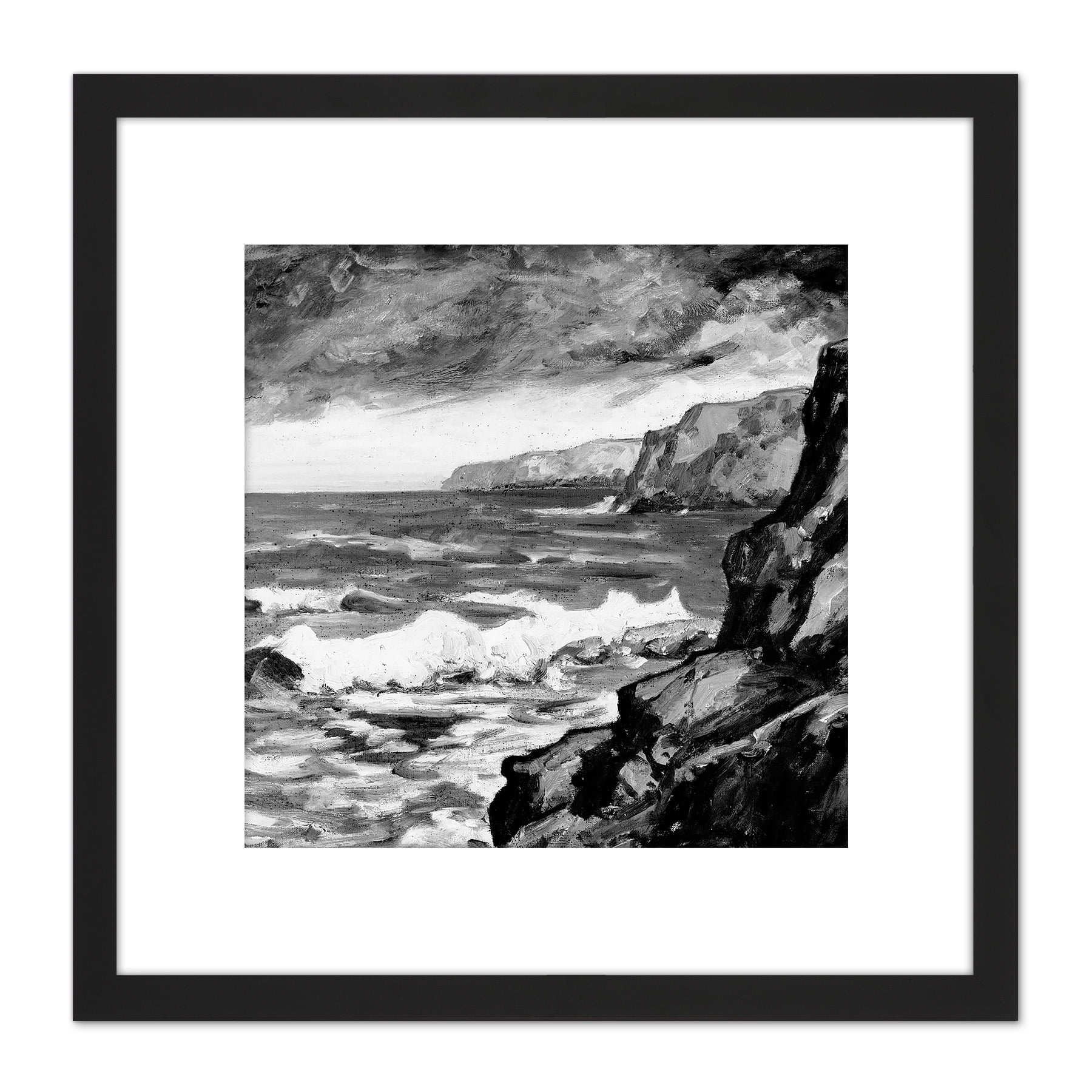 Pontiac Seascape 1900 Painting 8X8 Inch Square Wooden Framed Wall Art ...