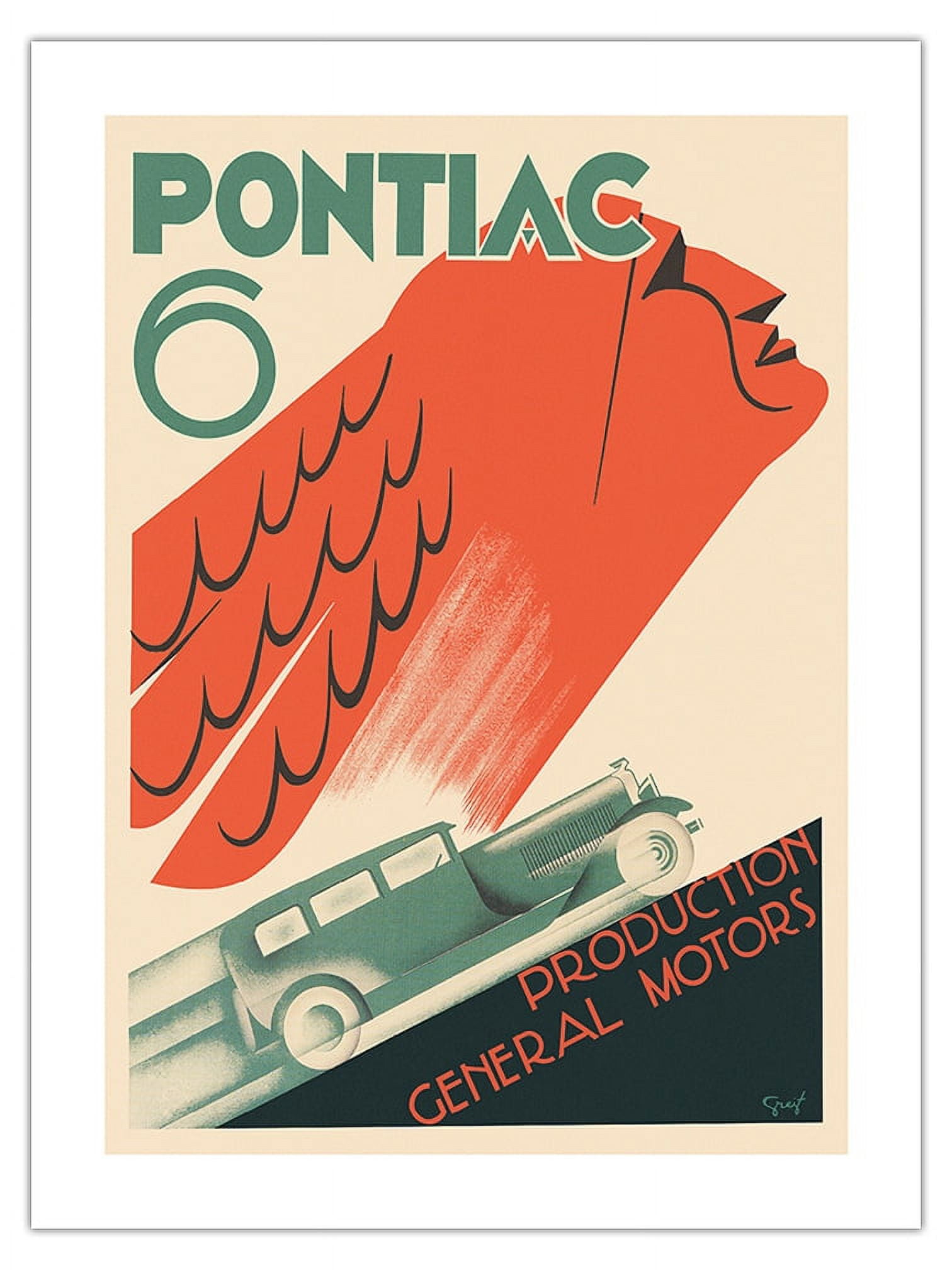 Pontiac Six Automobile Sedan - General Motors - Vintage Car Poster by ...