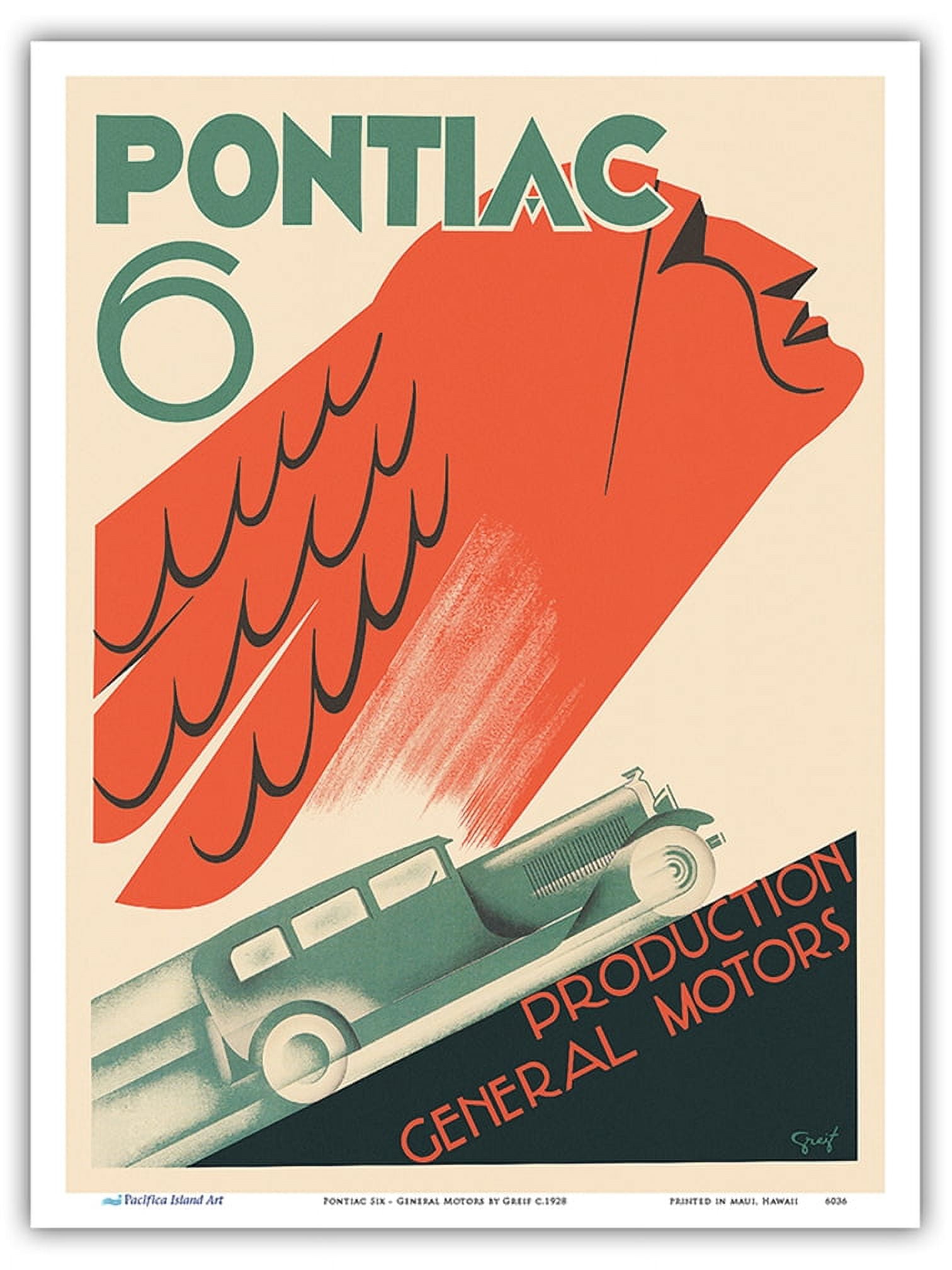 Pontiac Six Automobile Sedan - General Motors - Vintage Car Poster by ...