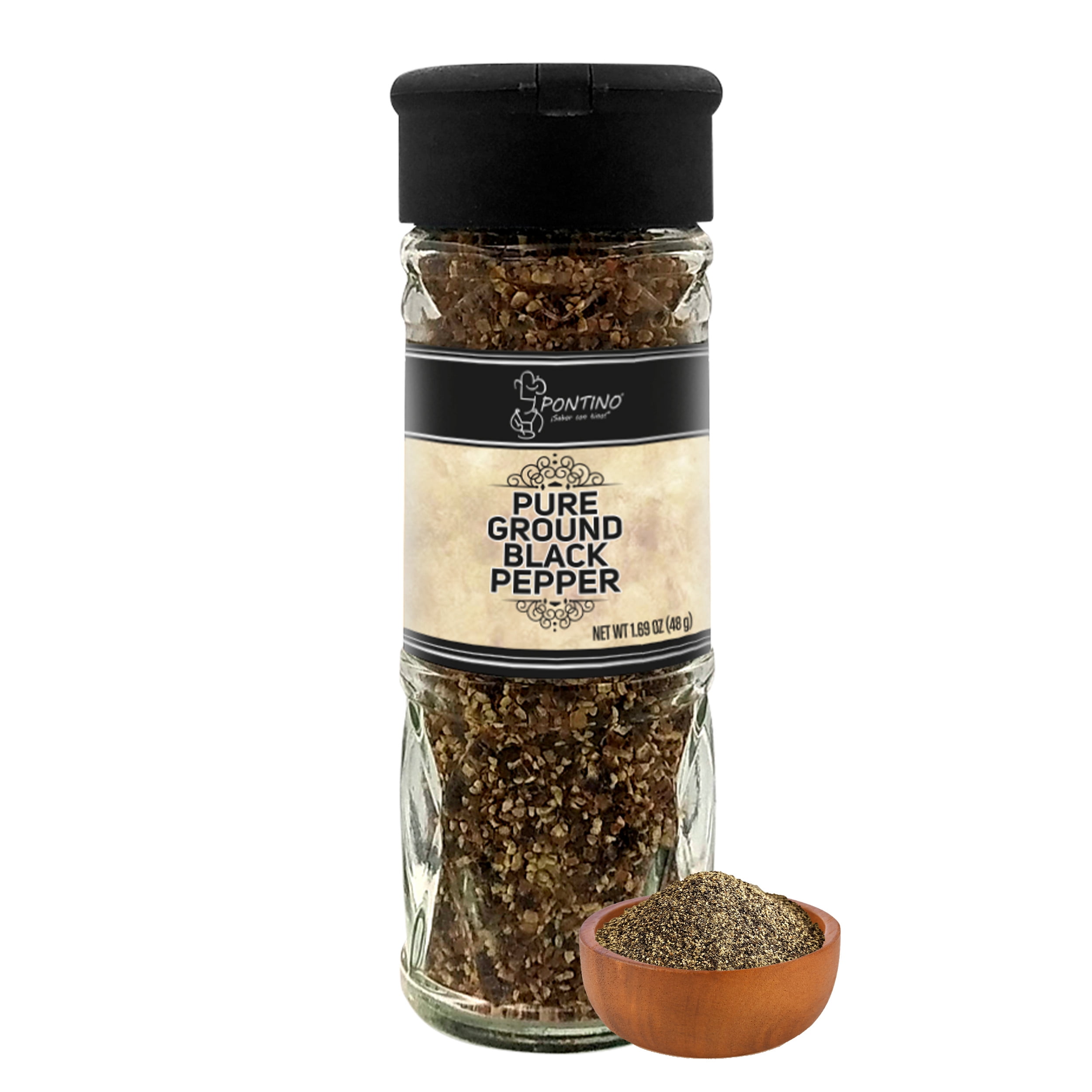 Pontino Pure Ground Black Pepper Seasoning for Cooking - Peppercorn ...