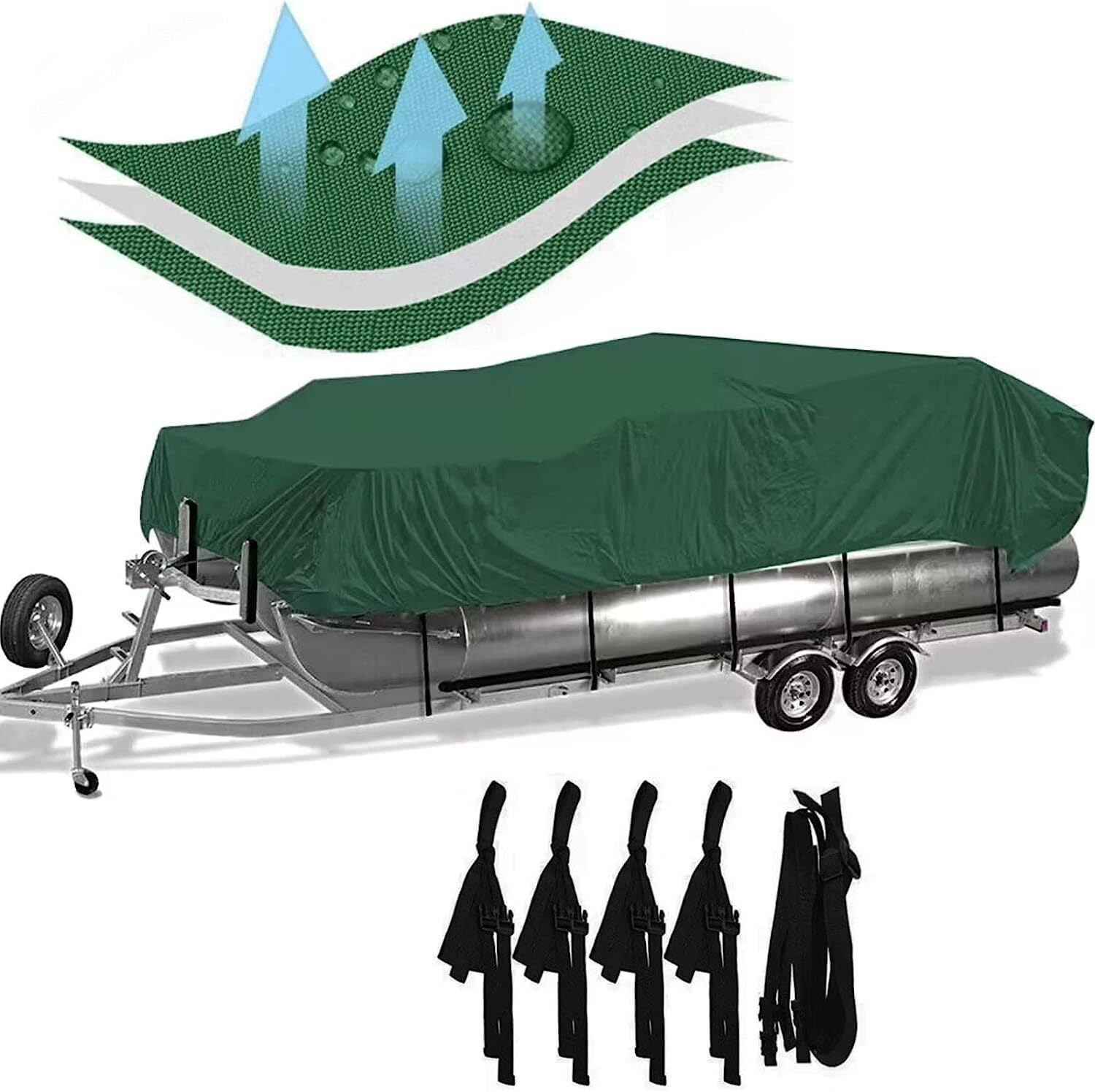 Autoez Heavy Duty 210D Oxford Pontoon Boat Cover 17-20FT, Trailerable ...