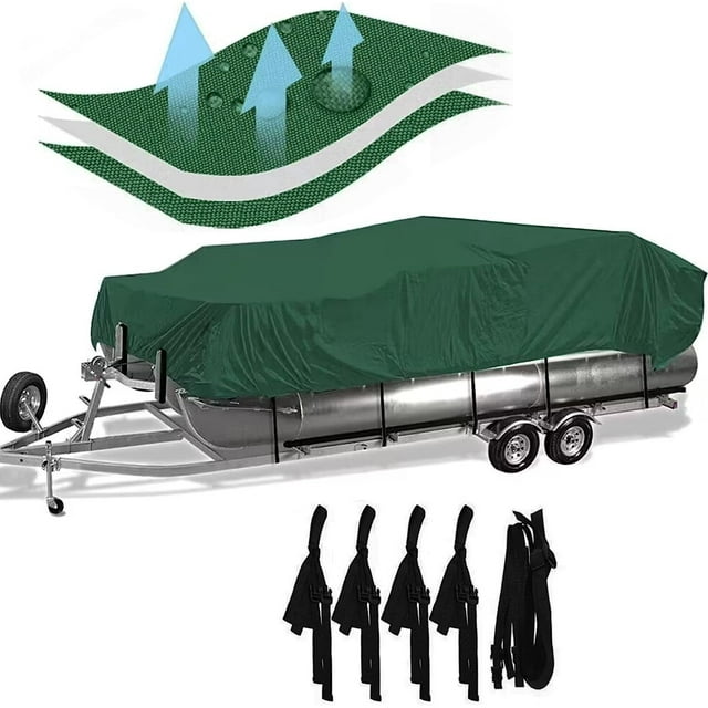 Autoez Heavy Duty 210D Oxford Pontoon Boat Cover 17-20FT, Trailerable ...