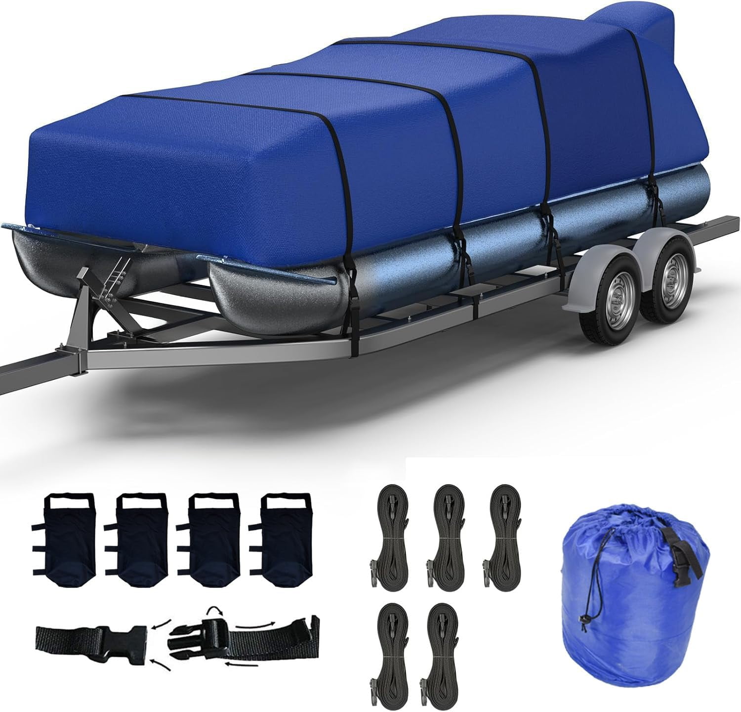 Pontoon Boat Covers 21-24 ft Waterproof PU Coating Marine Grade 600D ...