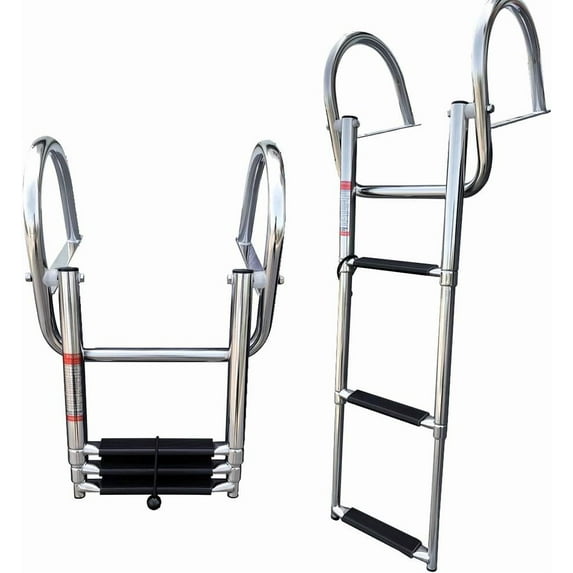 Pontoon Boat Ladder, Stainless Steel 3 Step Telescoping Boat Boarding ...