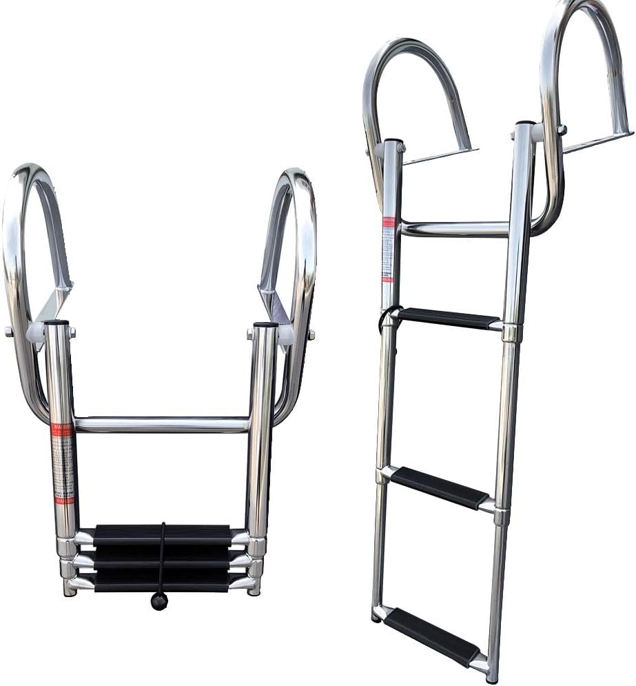 Pontoon Boat Ladder, Stainless Steel 3 Step Telescoping Boat Boarding ...