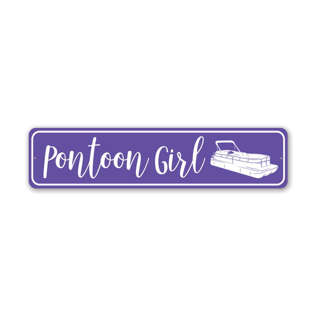 Pontoon Girl Sign, Decorative Pontoon Aluminum Metal Decor Sign - 4x18 inches - Walmart.com