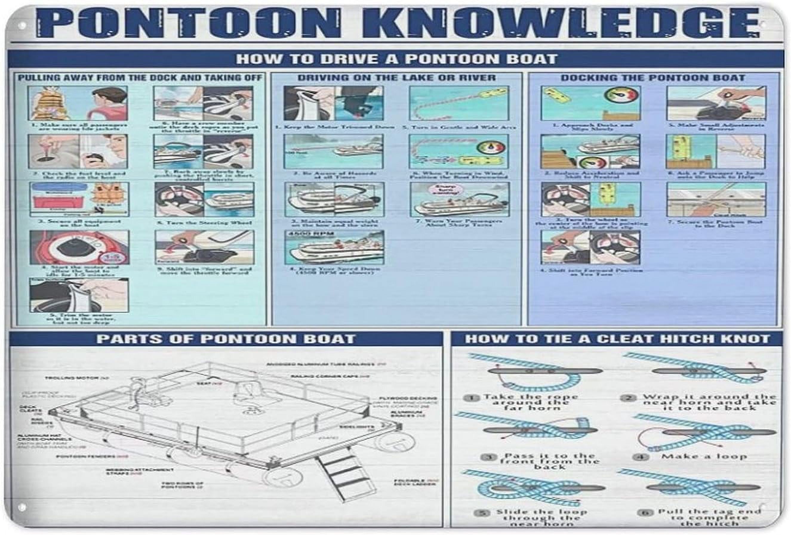 Pontoon Knowledge Metal Tin Signs How To Drive A Pontoon Boat Posters ...