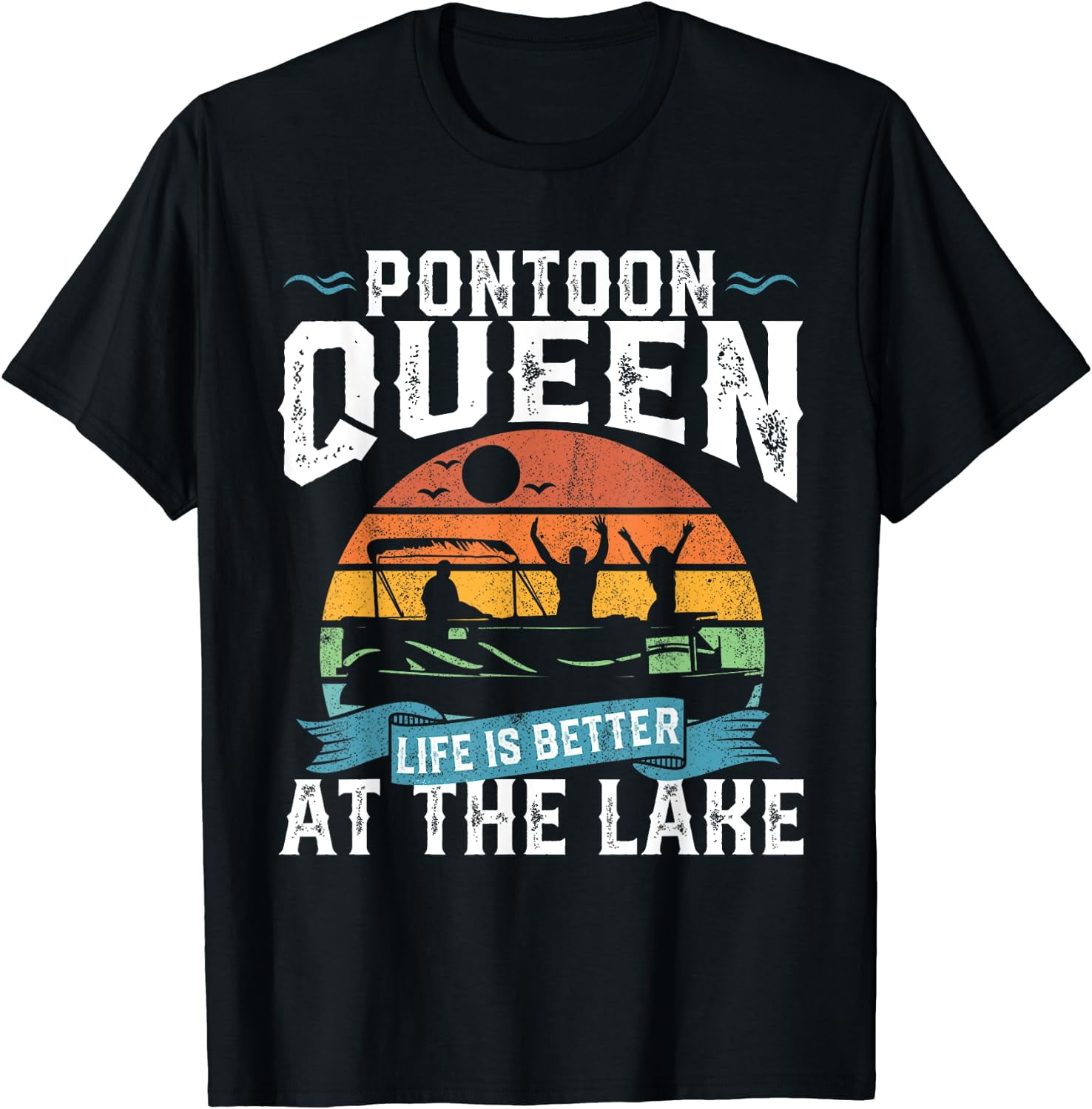 Pontoon Queen Funny Boating Lake Pontooning Womens Boat Gift T-Shirt ...