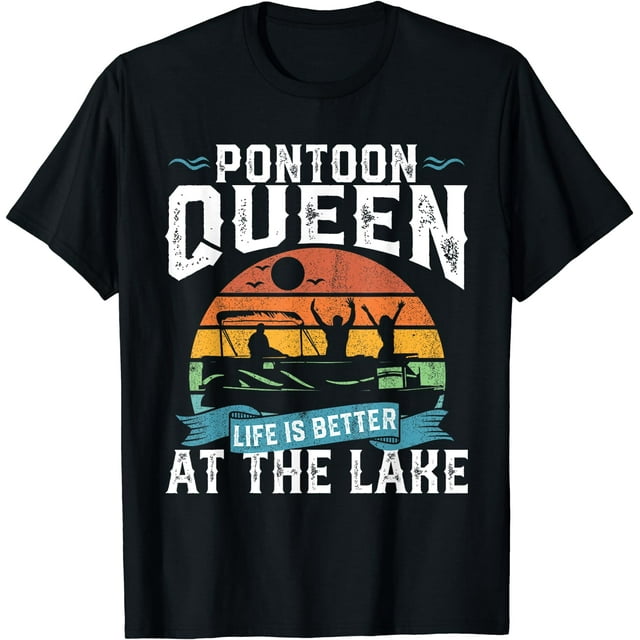 Pontoon Queen Funny Boating Lake Pontooning Womens Boat Gift T-Shirt ...
