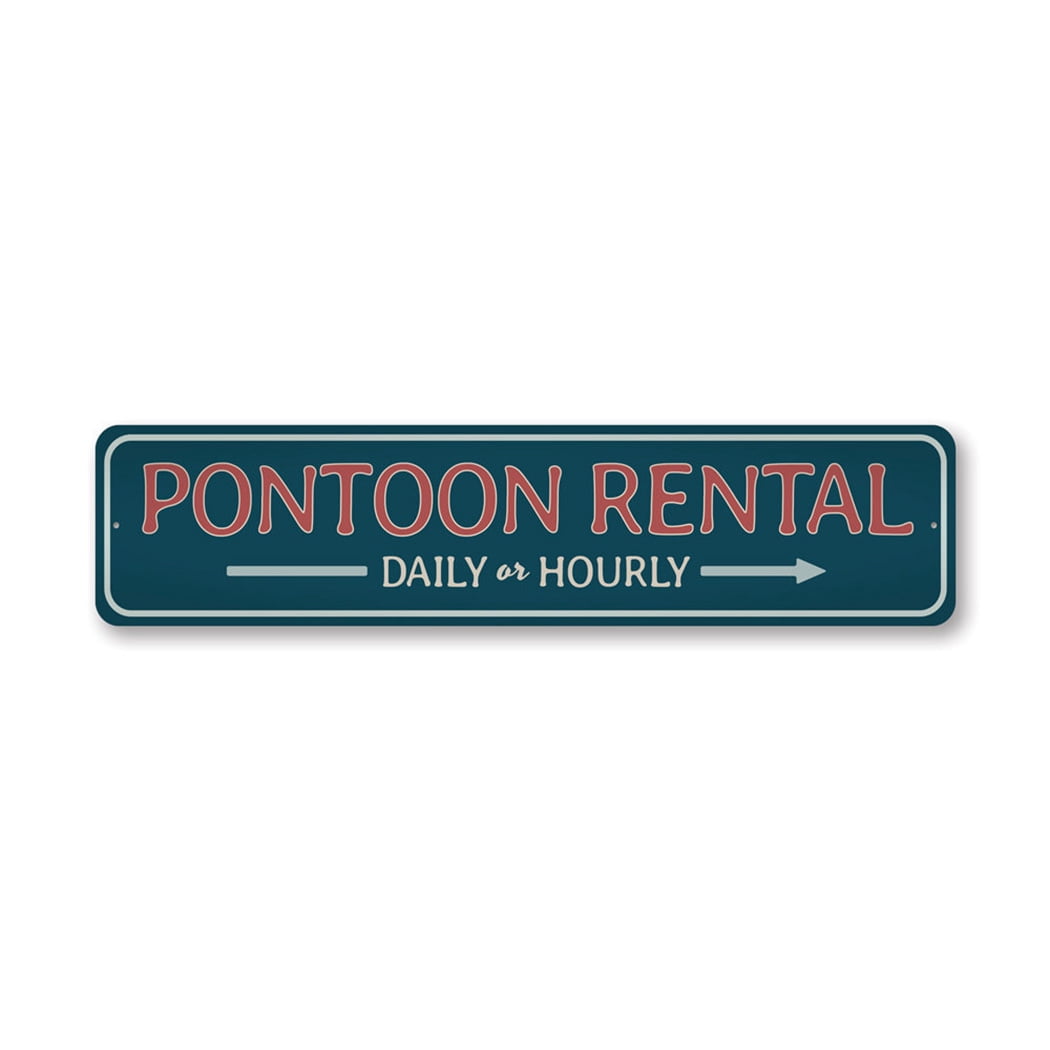 Pontoon Rental Sign, Boat Rental Aluminum Metal Decor Sign - 4x18 ...
