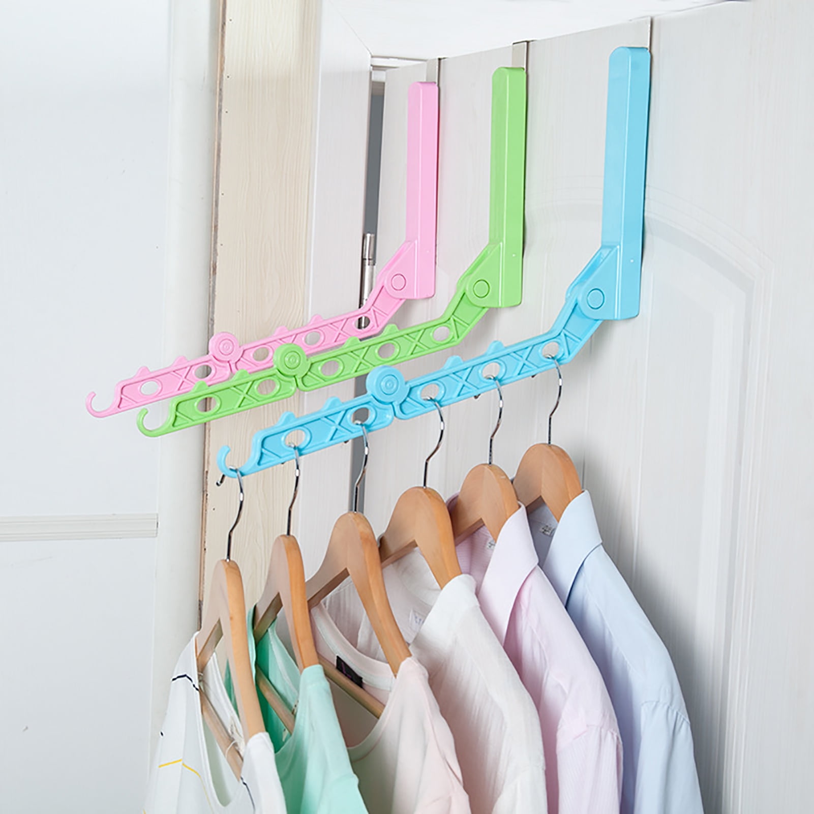 Pontos Portable Foldable Over-The-Door Clothes Socks Holder Hook Hanger ...