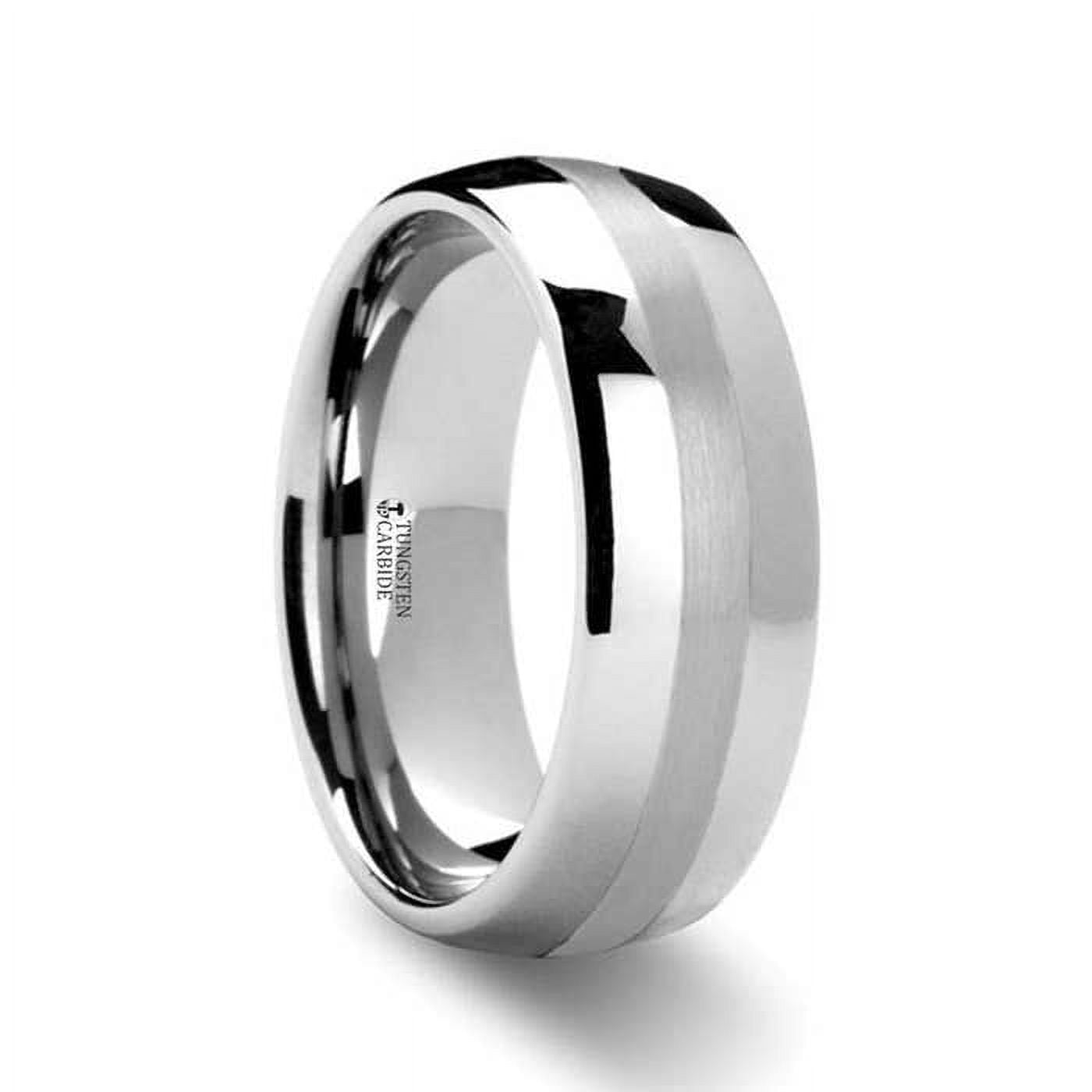 Pontus Platinum Inlaid Domed Tungsten Wedding Ring - Walmart.com