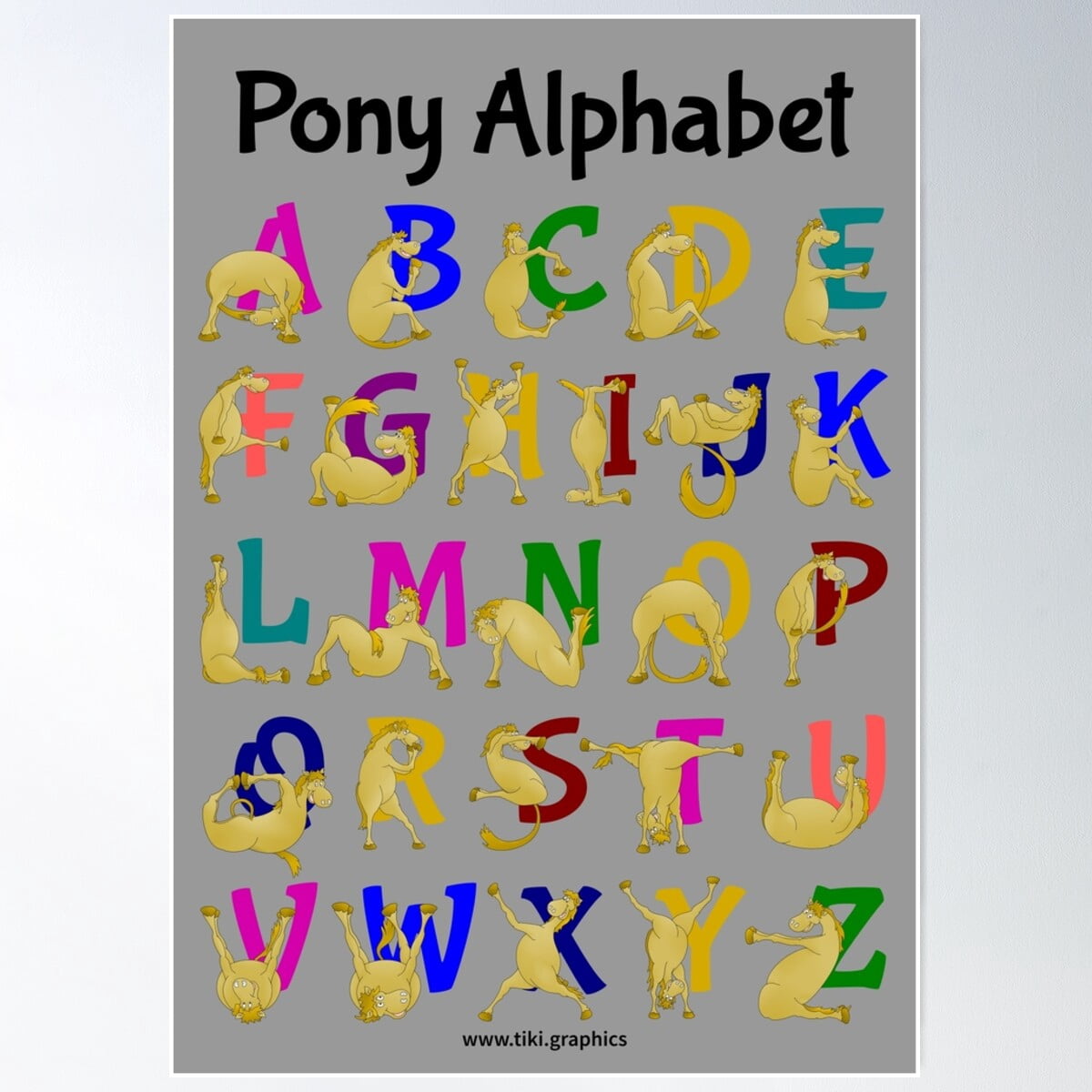 Pony Alphabet Chart, Colourful Poster Wall Art, Modern Wall Decor For ...