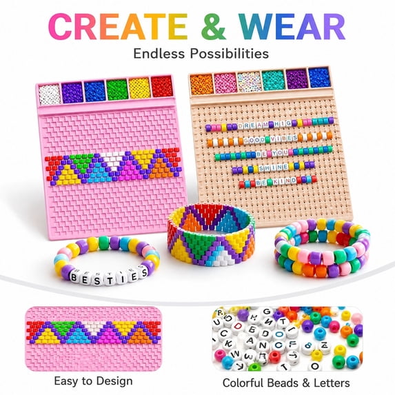 Pony Bead Board, Kandi Fast Stringing Tray For 6x9mm Pony Beads, Grid ...