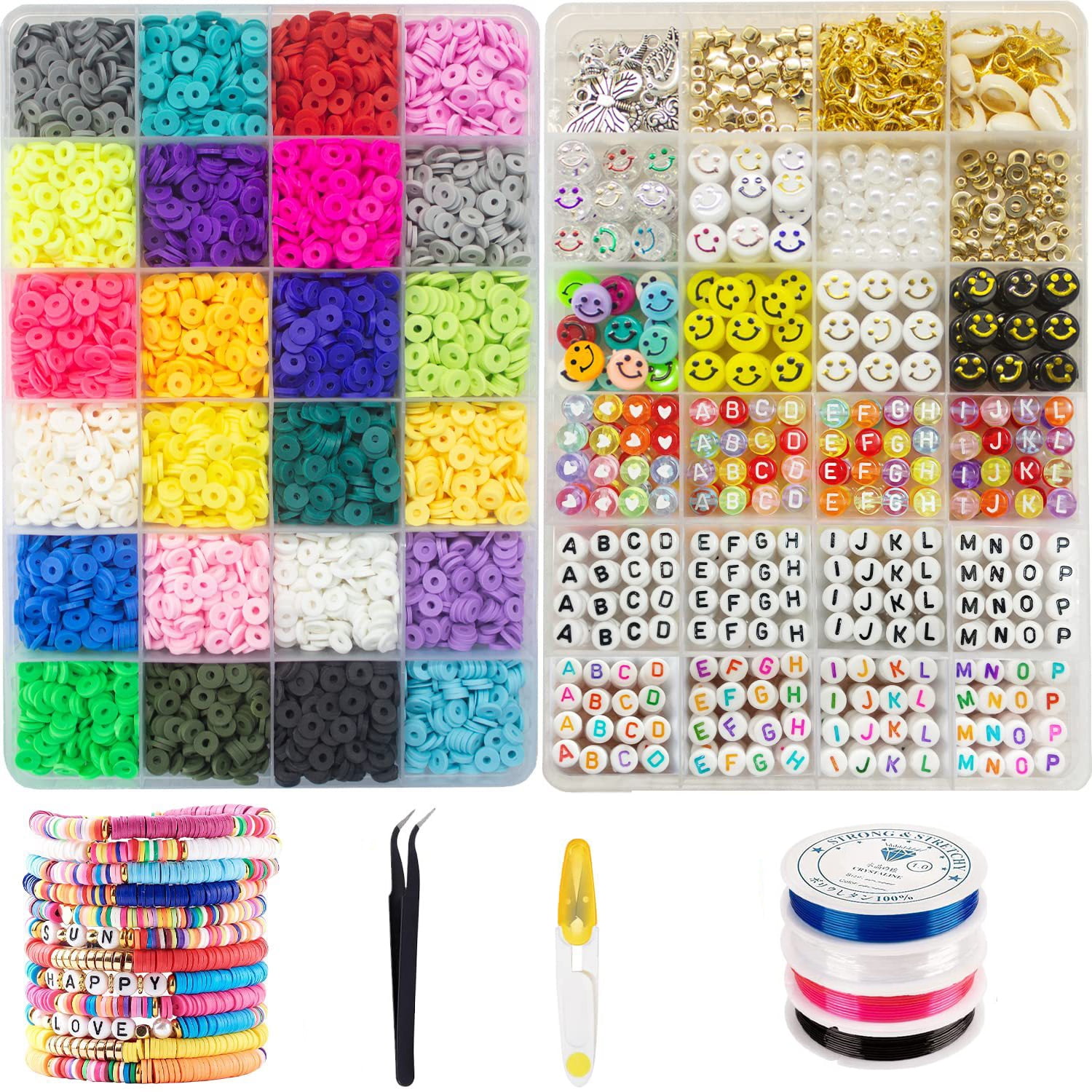 Microworld Pony Beads Kit for Kids, Smile Face and Letter Beads, DIY ...