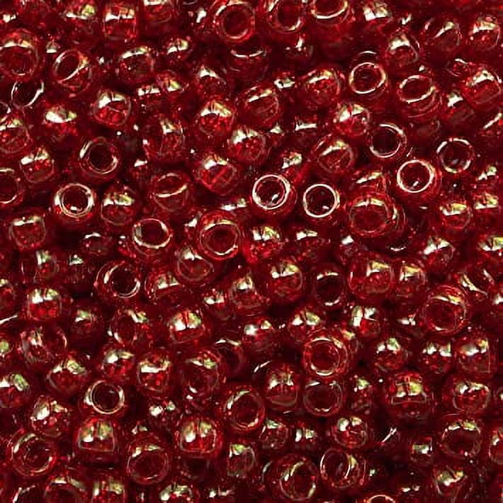 Pony Beads Red Garnet Glitter Sparkle Crow Beads Made in USA 6x9mm ...
