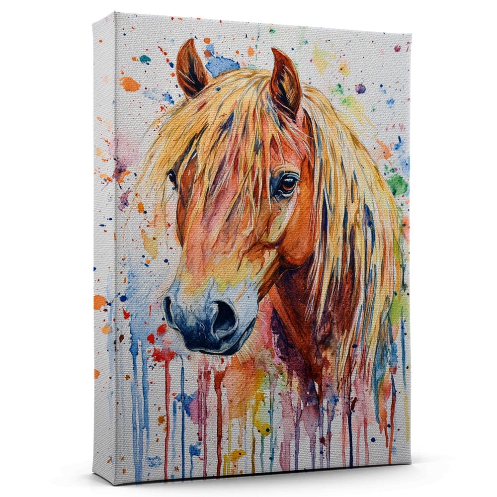 Pony Chestnut Welsh Mountain Canvas Wall Art Decor, Colorful Pony ...