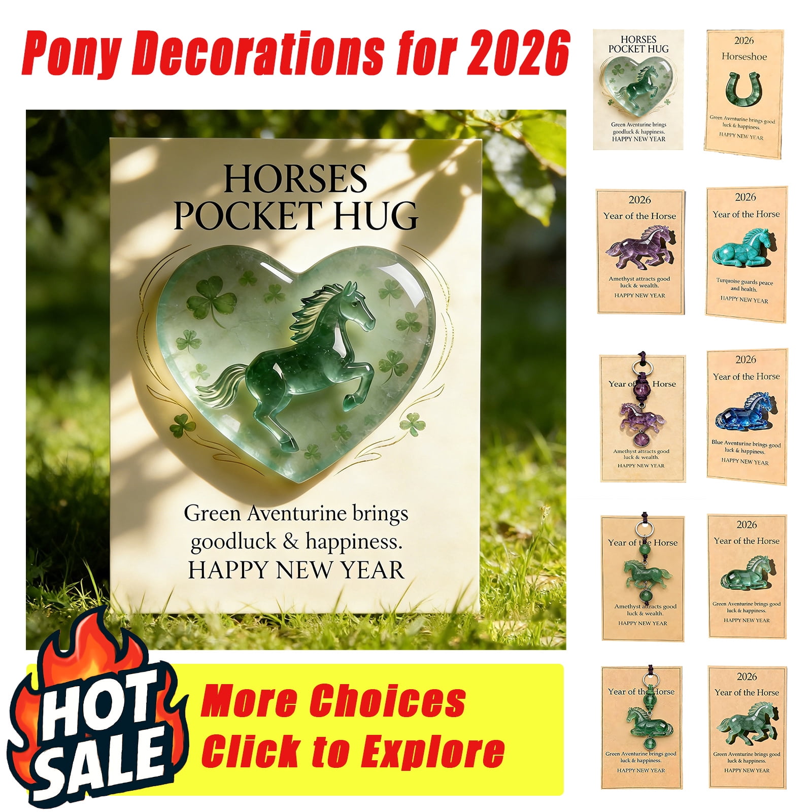 Pony Decorations for 2026,Elegant Year of the Horse Crystal Figurine ...