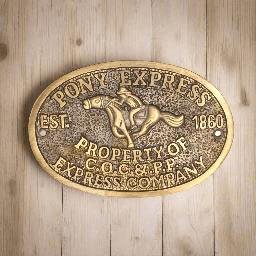 Pony Express 1860 Sold Brass Plaque With Raised Letters And Antique ...