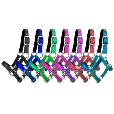 Adjustable Neoprene Lined Nylon Halter w/ "Running Horse" Overlay ...