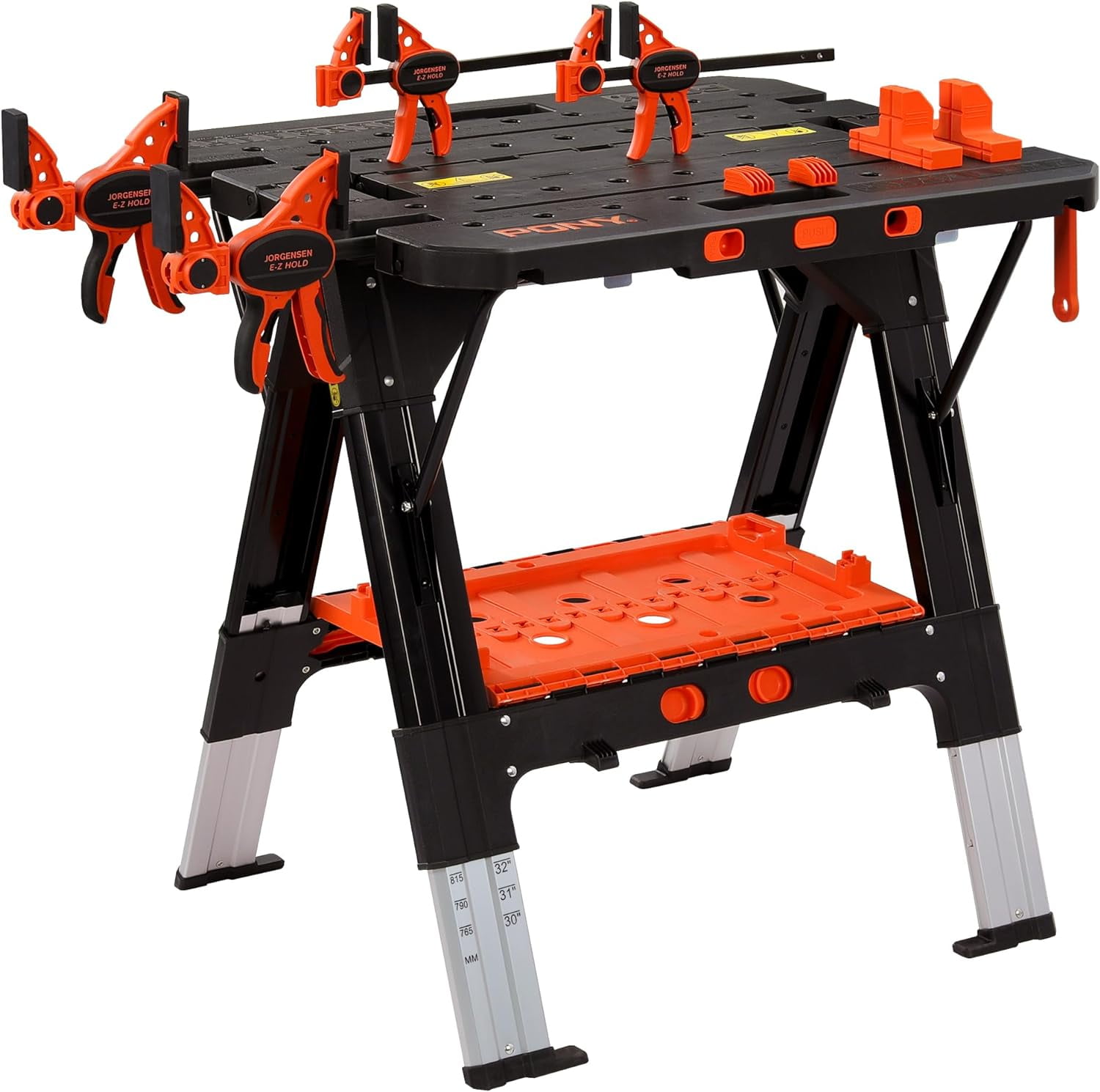 Pony Portable Folding Work Table, 2-in-1 as Sawhorse & Workbench, Load ...
