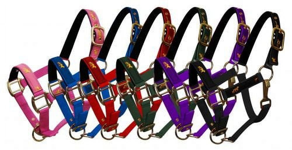 Pony Size Adjustable Neoprene Lined Nylon Halter w/ "Running Horse ...