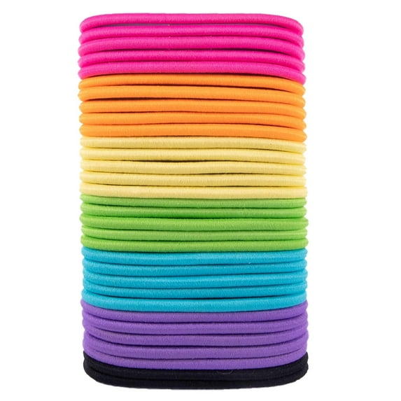 Pony Tail Hair Ties - Bright 4 MM Elastics for All Types, 32 Count ...
