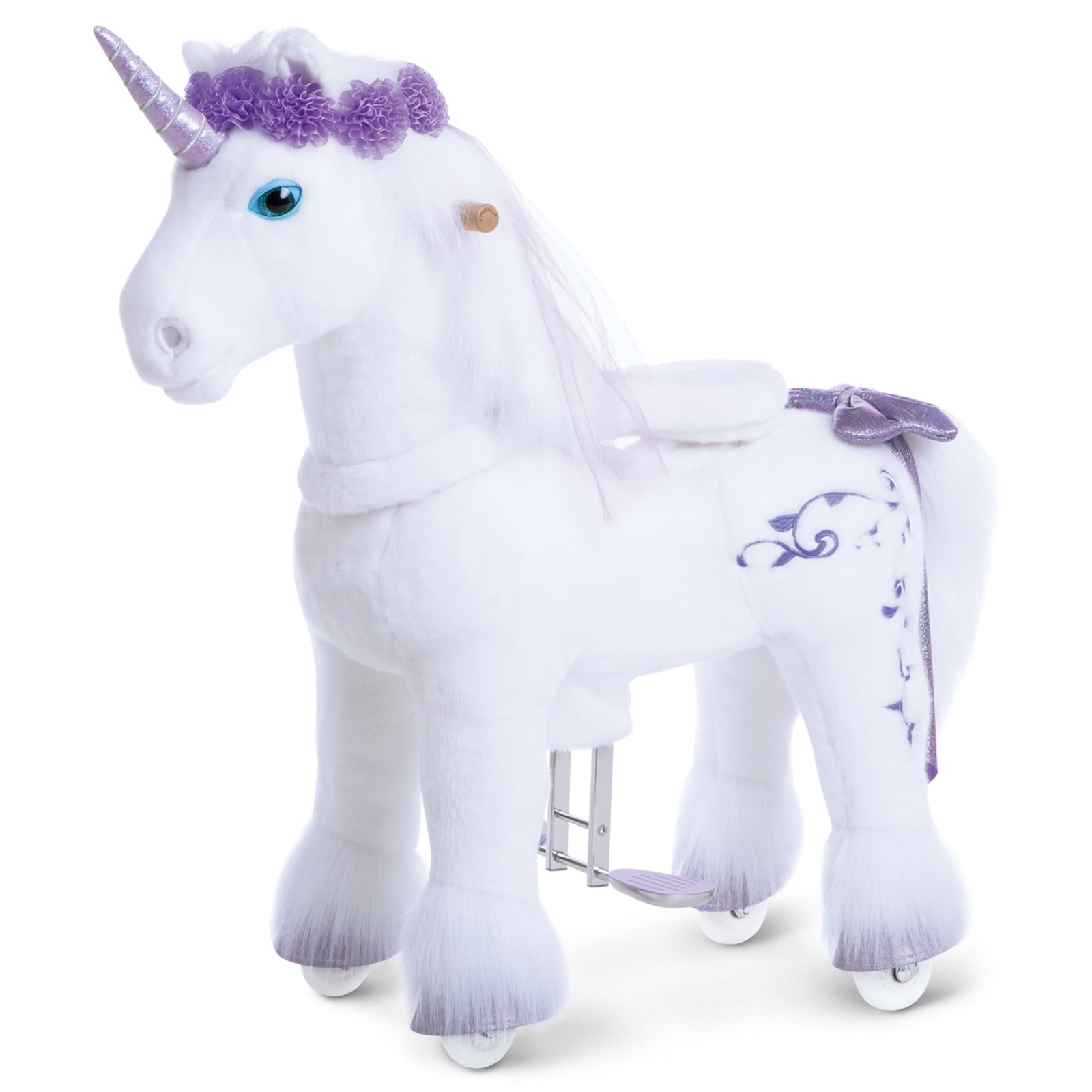 PonyCycle Ride on Unicorn Horse Toys Plush Rocking Walking Unicorn Ride ...